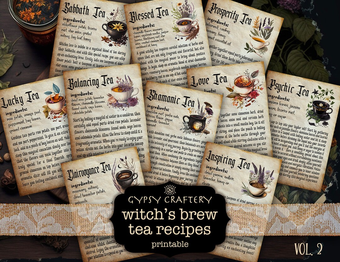 Witch’s Brew Tea Recipes, Printable Spell Book, Book of Shadows ...