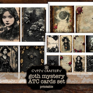 Goth Mystery ATC Cards, Gothic Junk Journal Cards, Witch Ephemera ...