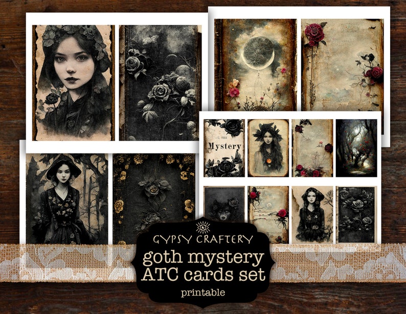 Goth Mystery ATC Cards Gothic Junk Journal Cards Witch - Etsy