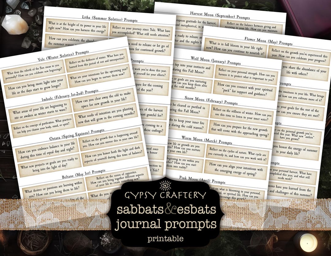 Sabbats & Esbats Journal Prompts, Wiccan Book of Shadows (printable) - Etsy