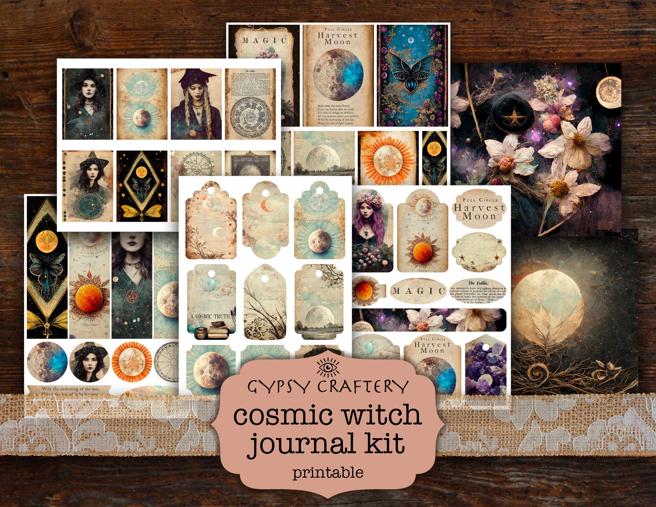 Cosmic Witch Junk Journal Kit Witch Ephemera Grimoire - Etsy