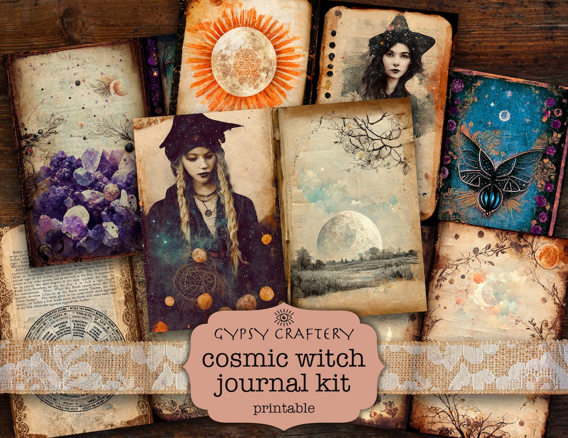 Cosmic Witch Junk Journal Kit Witch Ephemera Grimoire - Etsy