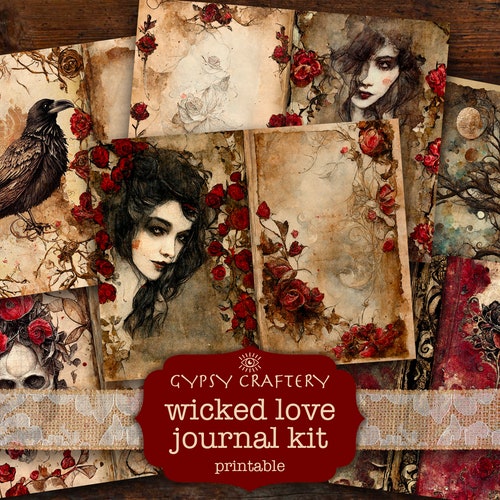 Goth Romance Junk Journal Kit Digital Download Gothic - Etsy