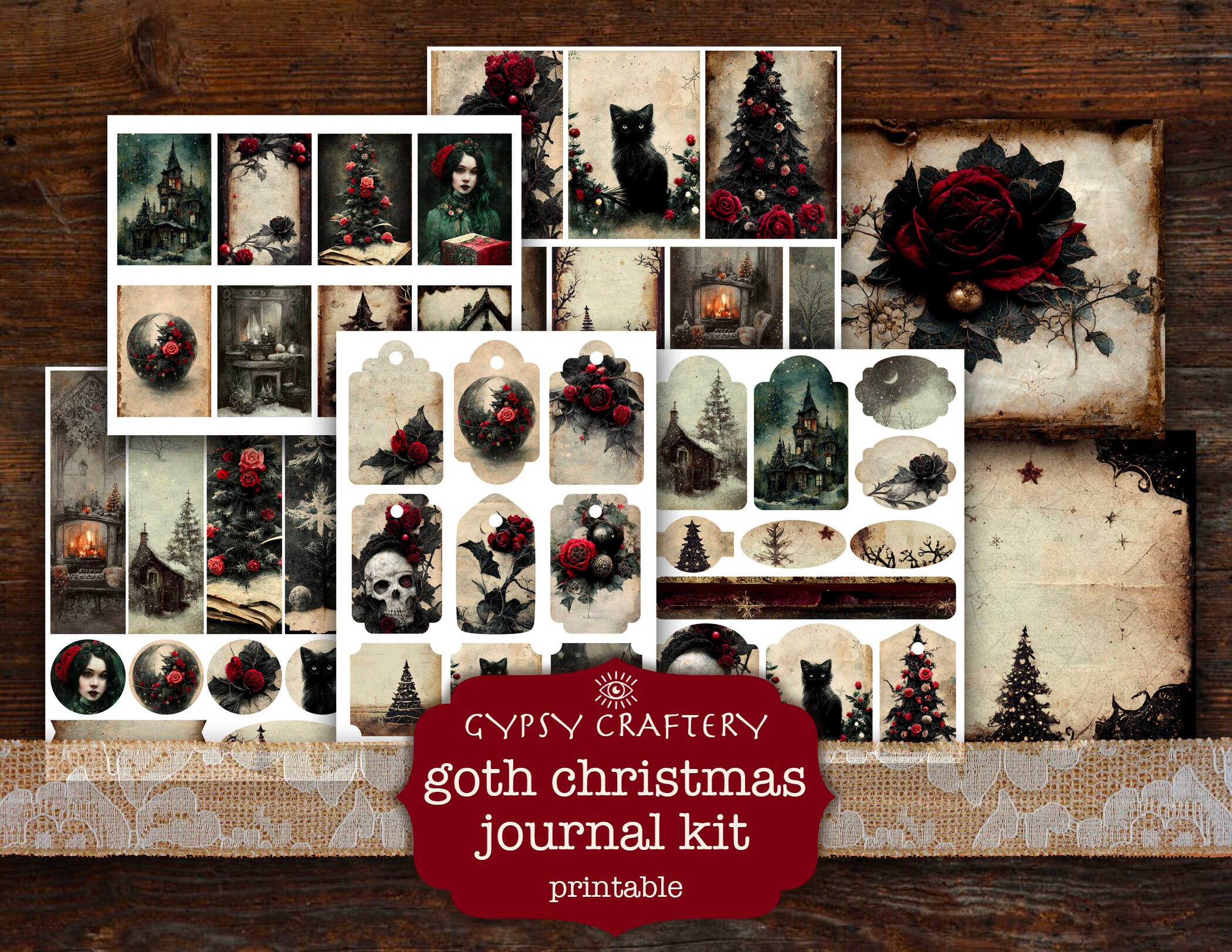 Goth Christmas Junk Journal Kit Ephemera Pack Goth Christmas - Etsy