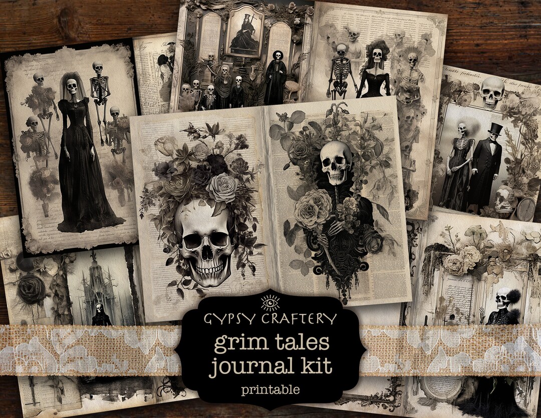 Grim Tales Junk Journal Kit, Printable Pages, Macabre Junk Journal, Journal Supplies, Scrapbook ...