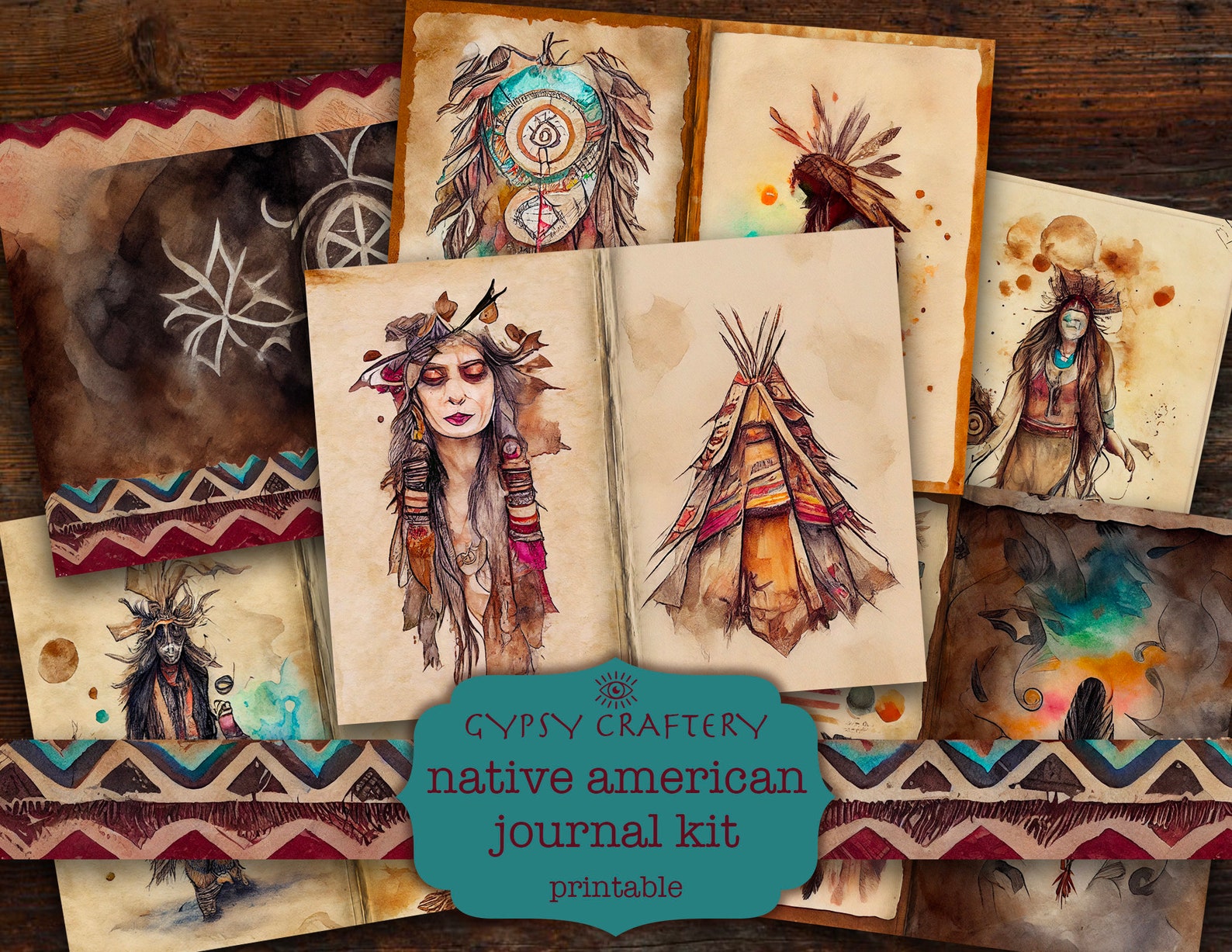 Native American Junk Journal Kit Digital Download ATC Cards - Etsy
