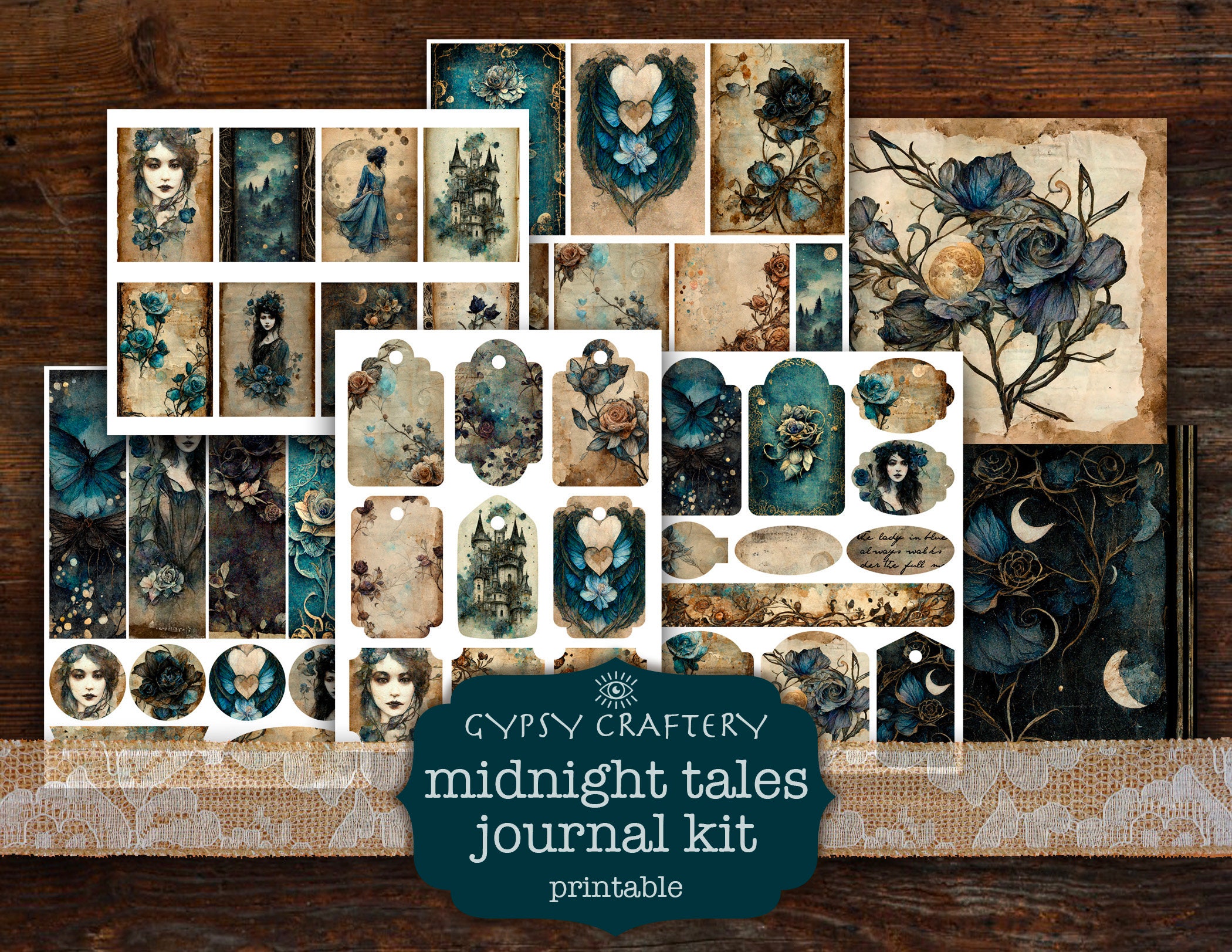 Midnight Tales Junk Journal Kit Digital Download Printable - Etsy