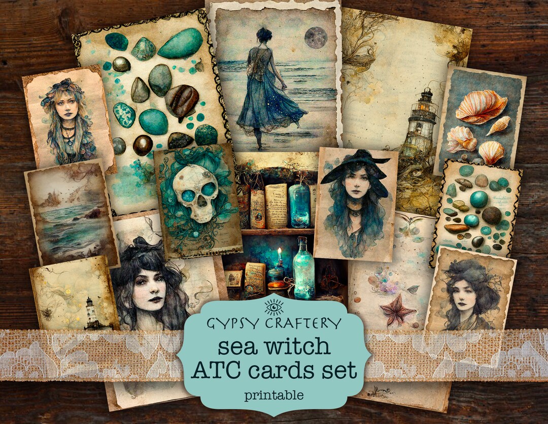 Sea Witch ATC Cards, Junk Journal Cards, Printable Journaling Cards ...