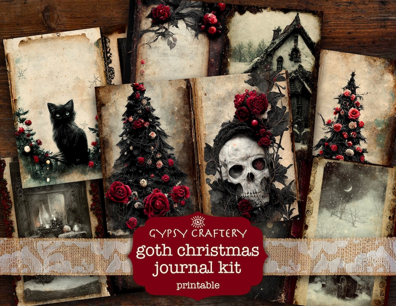 Goth Christmas Junk Journal Kit Ephemera Pack Goth Christmas - Etsy