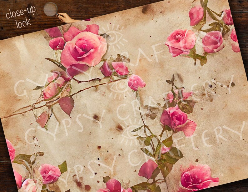Grunge Roses Junk Journal Papers Printable Journal Pages - Etsy