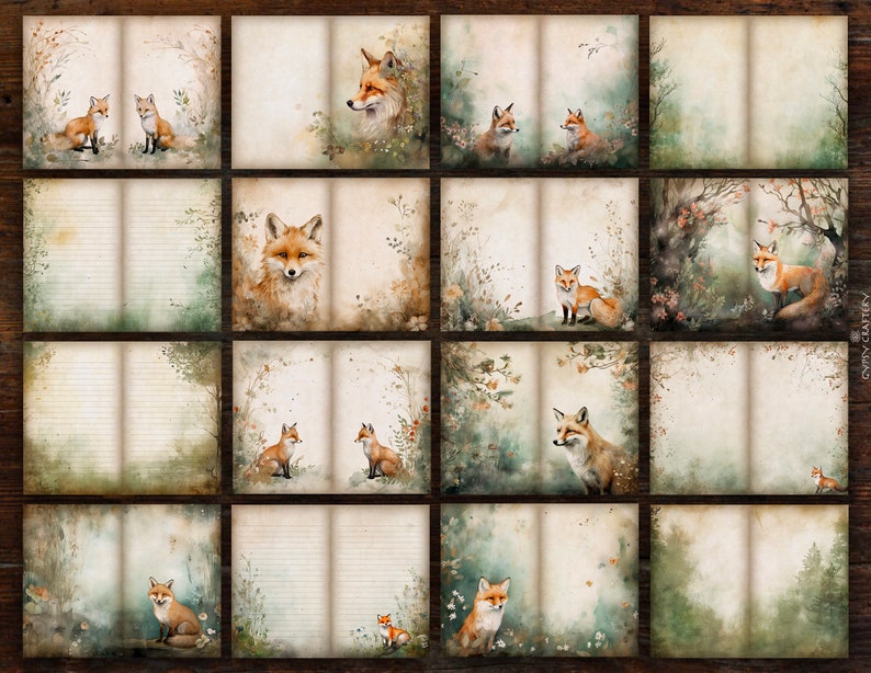 Fox Junk Journal Kit, Forest Printable Paper (digital Download) - Etsy