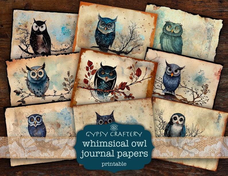 Whimsical Owl Junk Journal Paper Owl Printable Pages Owl - Etsy