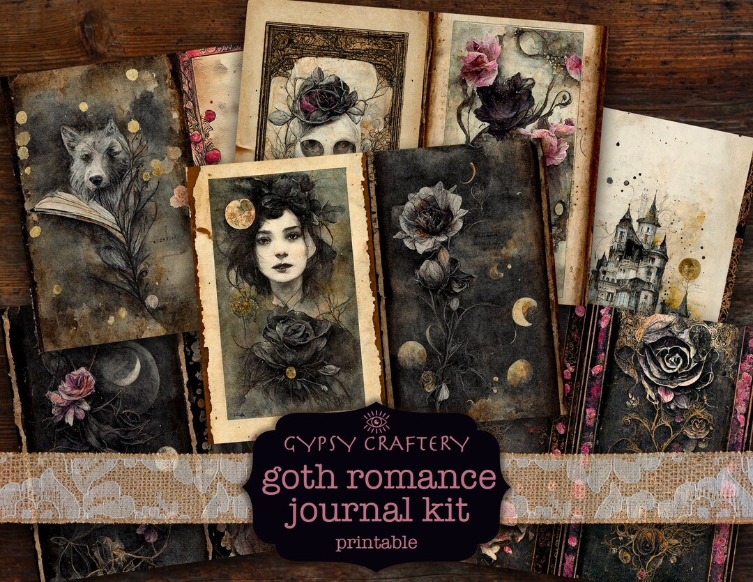 Goth Romance Junk Journal Kit, Digital Download, Gothic Journal Kit ...