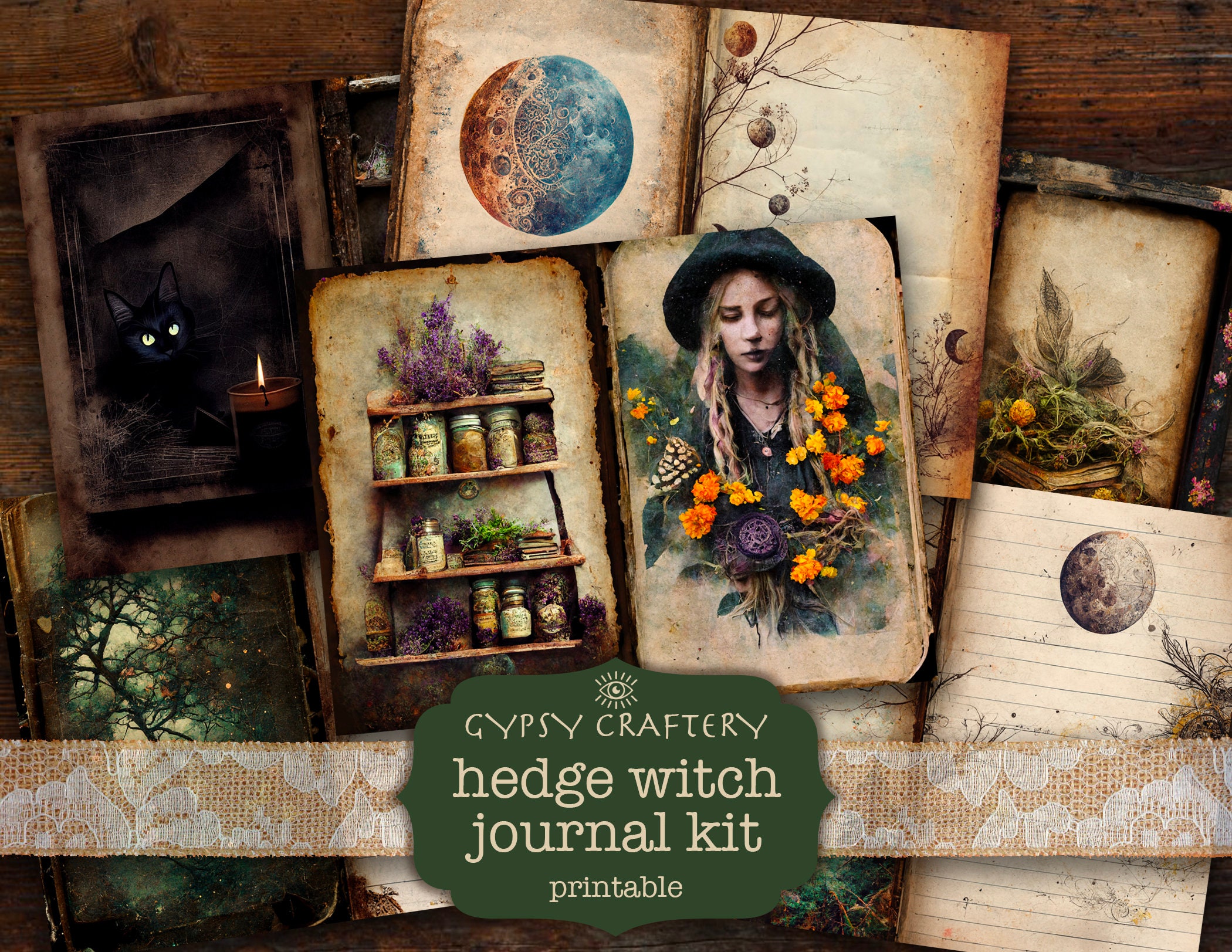 Hedge Witch Junk Journal Kit, Printable Grimoire Pages (digital ...