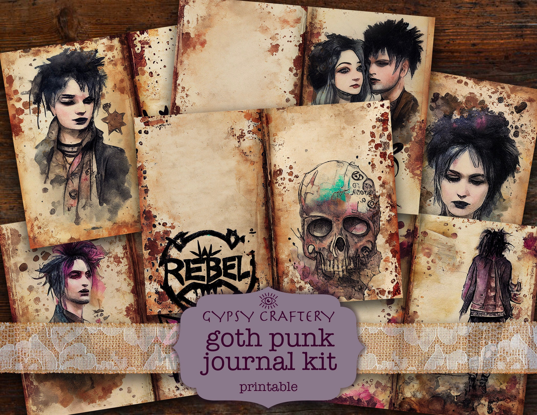 Goth Punk Junk Journal Kit Digital Journal Kit Junk Journal - Etsy