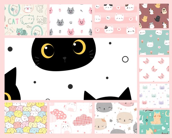 Digital Paper 12 Pack Cute Cats Paper Cat Paper Seamless - Etsy