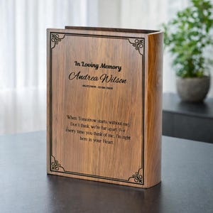 Personalized Book Cremation Urn for Human Ashes | Engraved Rosewood ...