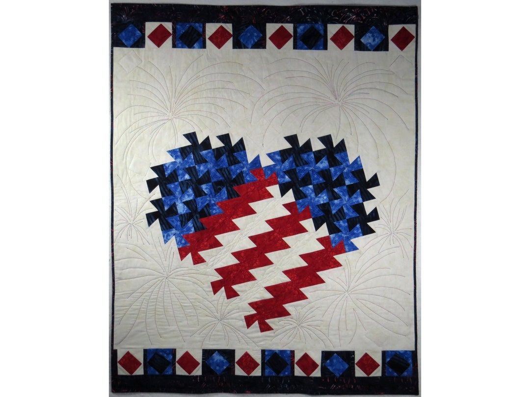 Patriotic Twisted Heart Quilt Pattern, 2-page Pdf, Digital Download ...