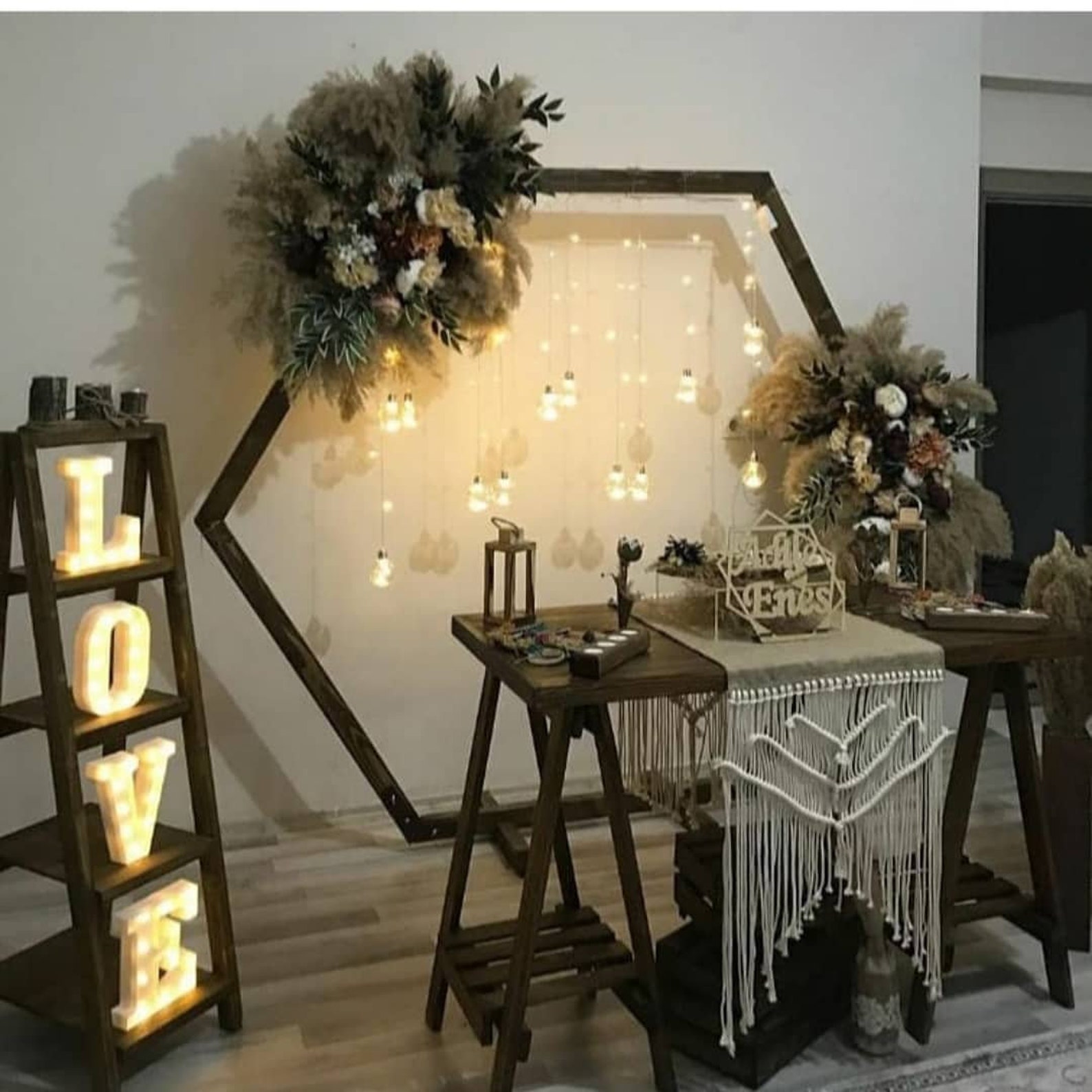 Wedding Hexagon Wooden Arch Rustic Wedding Backdrop Ceremony Etsy