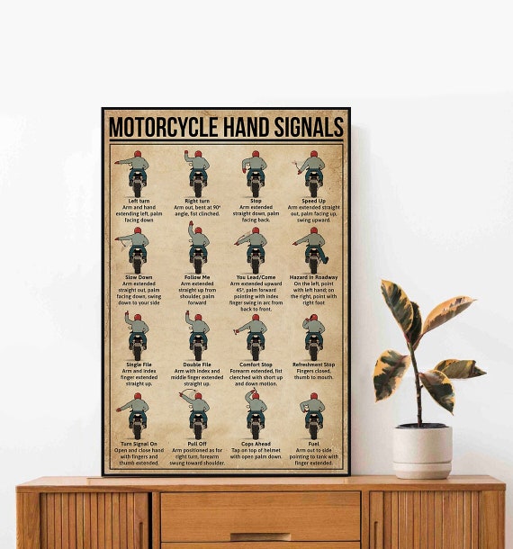 Motorcycle Hand Signals Poster Funny Biker Poster Motorcycle | Etsy