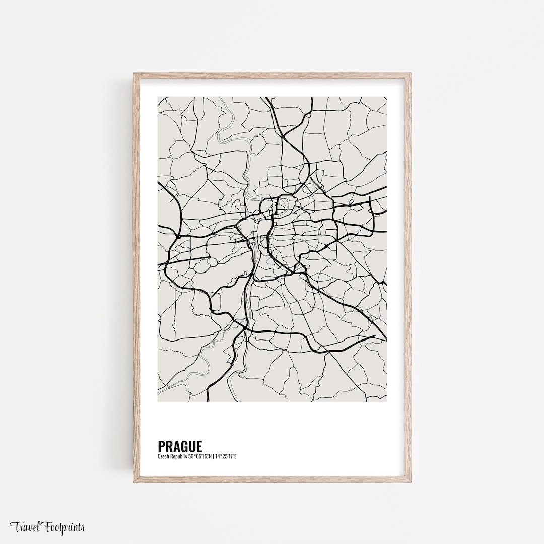 PRAGUE City Map, Prague Print, Europe Prague Poster, Prague Street Map ...