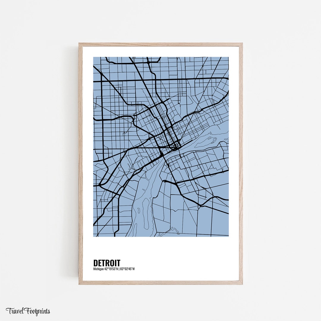 DETROIT Wall Art, Detroit Map Poster, Minimalist Wall Art, Detroit Art ...
