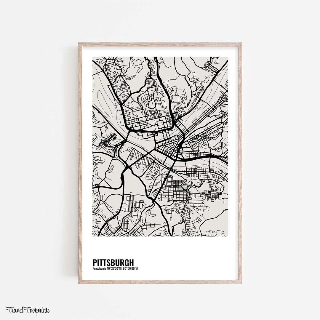 PITTSBURGH City Map, Pittsburgh Print, Pittsburgh Pennsylvania Poster ...