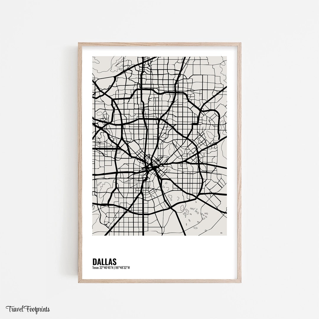 DALLAS City Map Dallas Poster Dallas Street Map Art Texas - Etsy