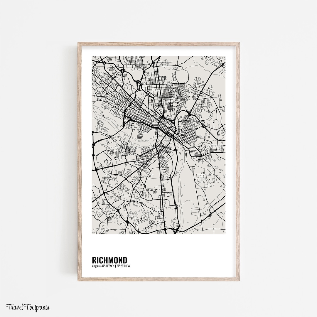RICHMOND City Map, Richmond Print, Richmond Virginia Poster, Richmond ...