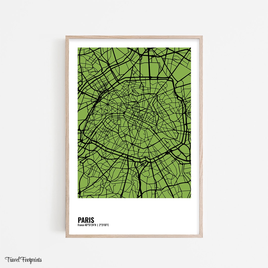 PARIS Map Poster, Paris Wall Art, Paris Art Print, Modern Minimalist ...