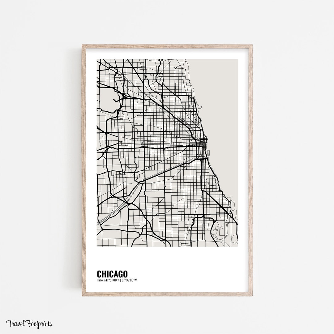 CHICAGO City Map, Chicago Print, Illinois Chicago Poster, Chicago ...