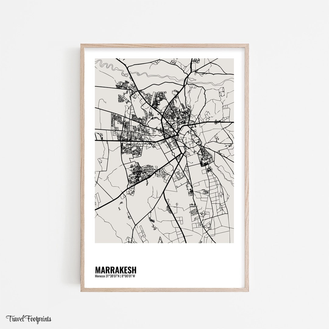 MARRAKESH City Map, Marrakesh Print, Morocco Marrakesh Poster ...