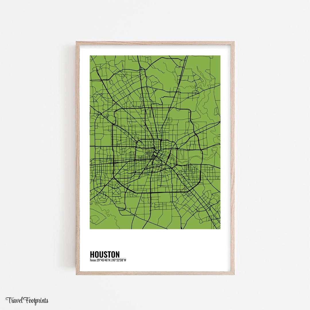 HOUSTON Wall Art, Texas Print, Houston Map Poster, Modern Minimalist ...