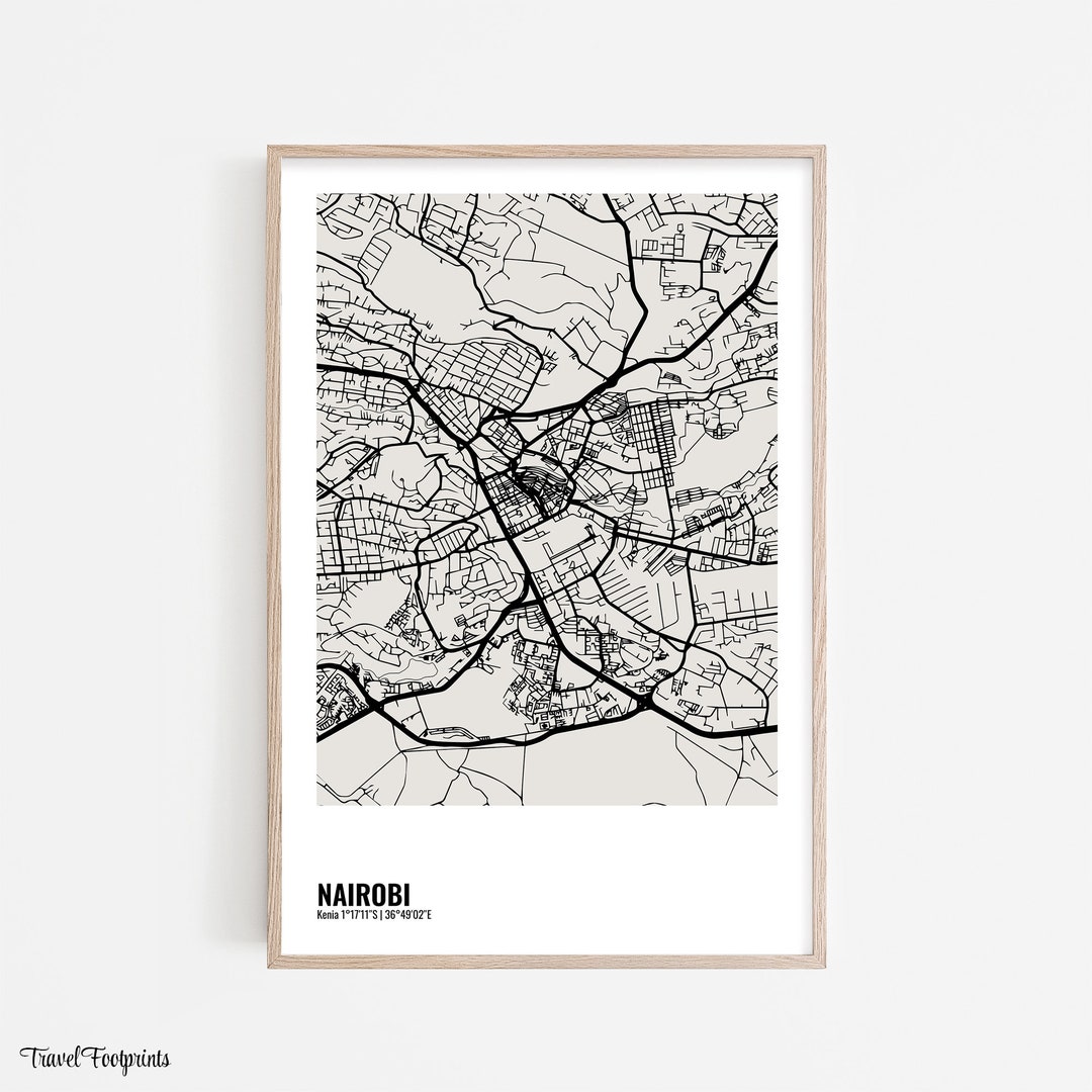 NAIROBI City Map Nairobi Poster Nairobi Street Map Art - Etsy