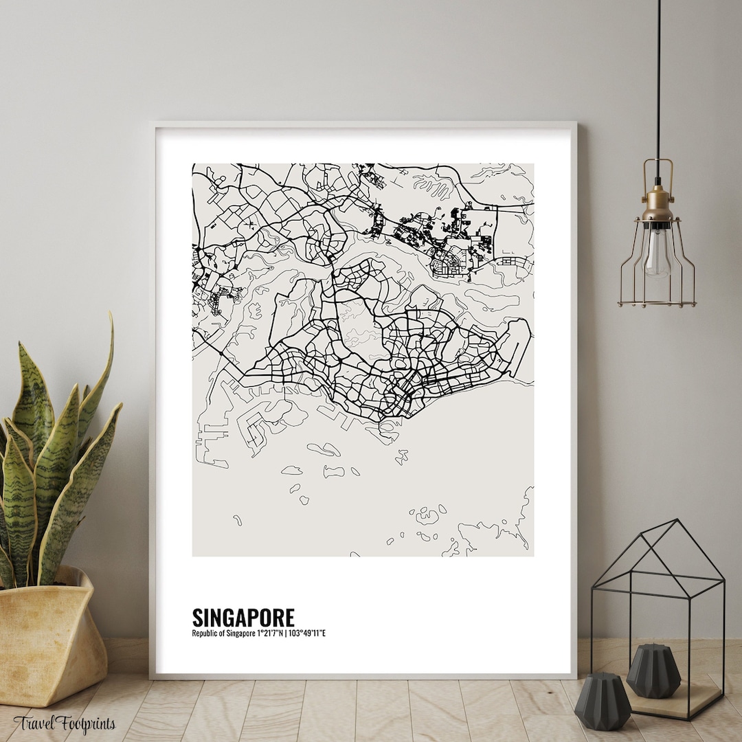 SINGAPORE City Map, Singapore Poster, Republic of Singapore Street Map ...