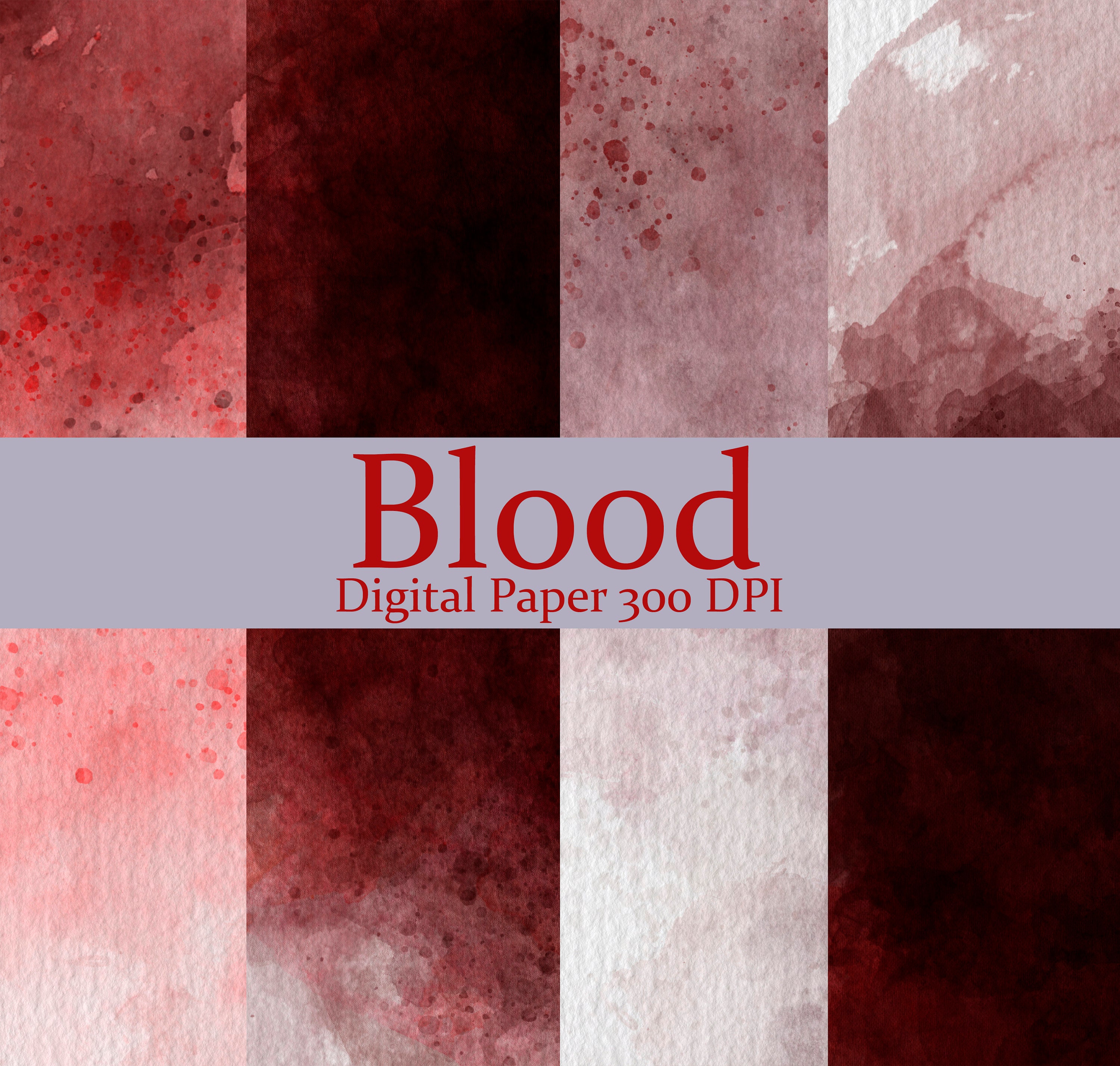 Bloody Horror Paper Digital Scrapbook Papers Set of 4 JPEG Files Print ...