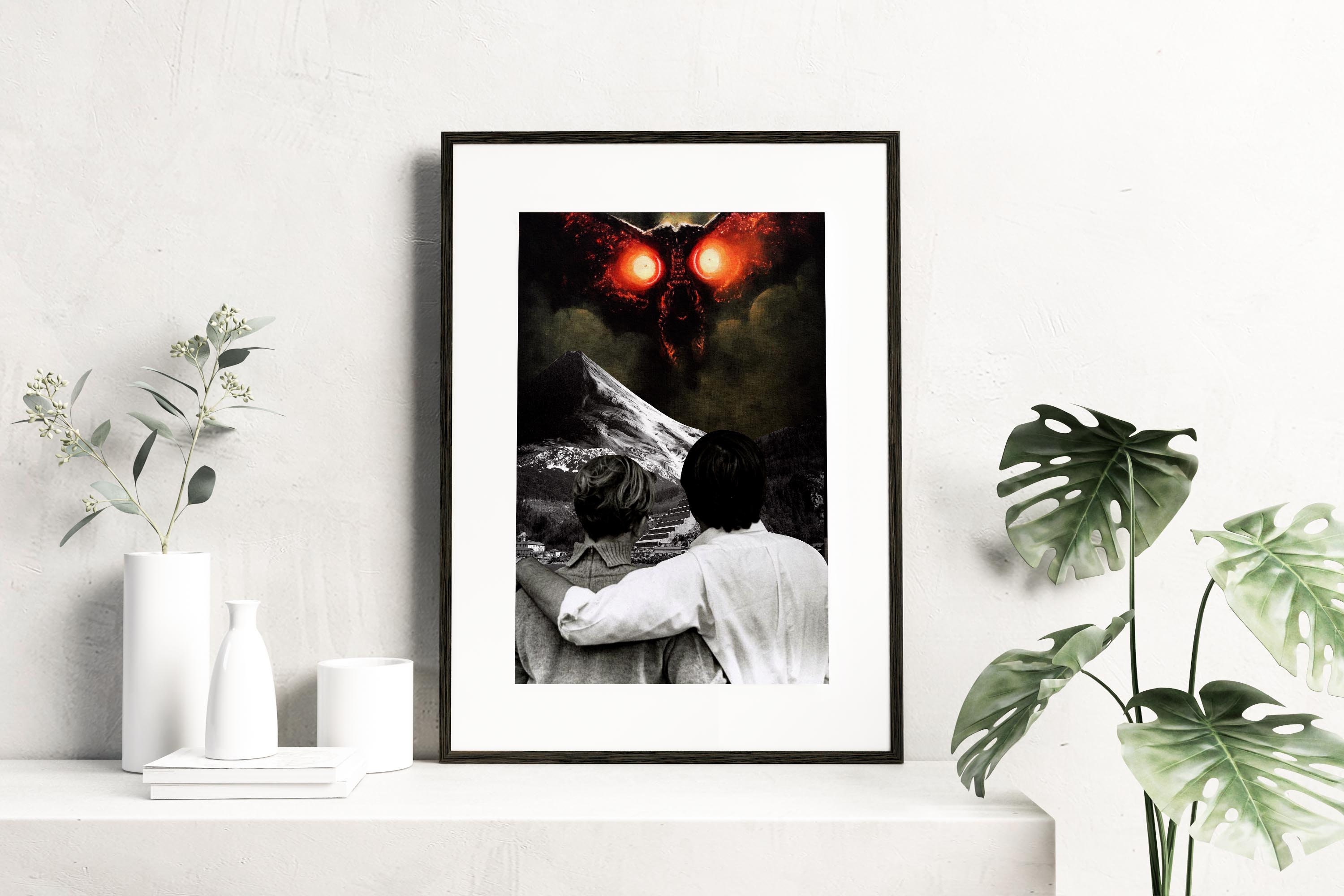 Mothman Artwork Cryptid Poster Collage Art Print Surreal Painting Print ...