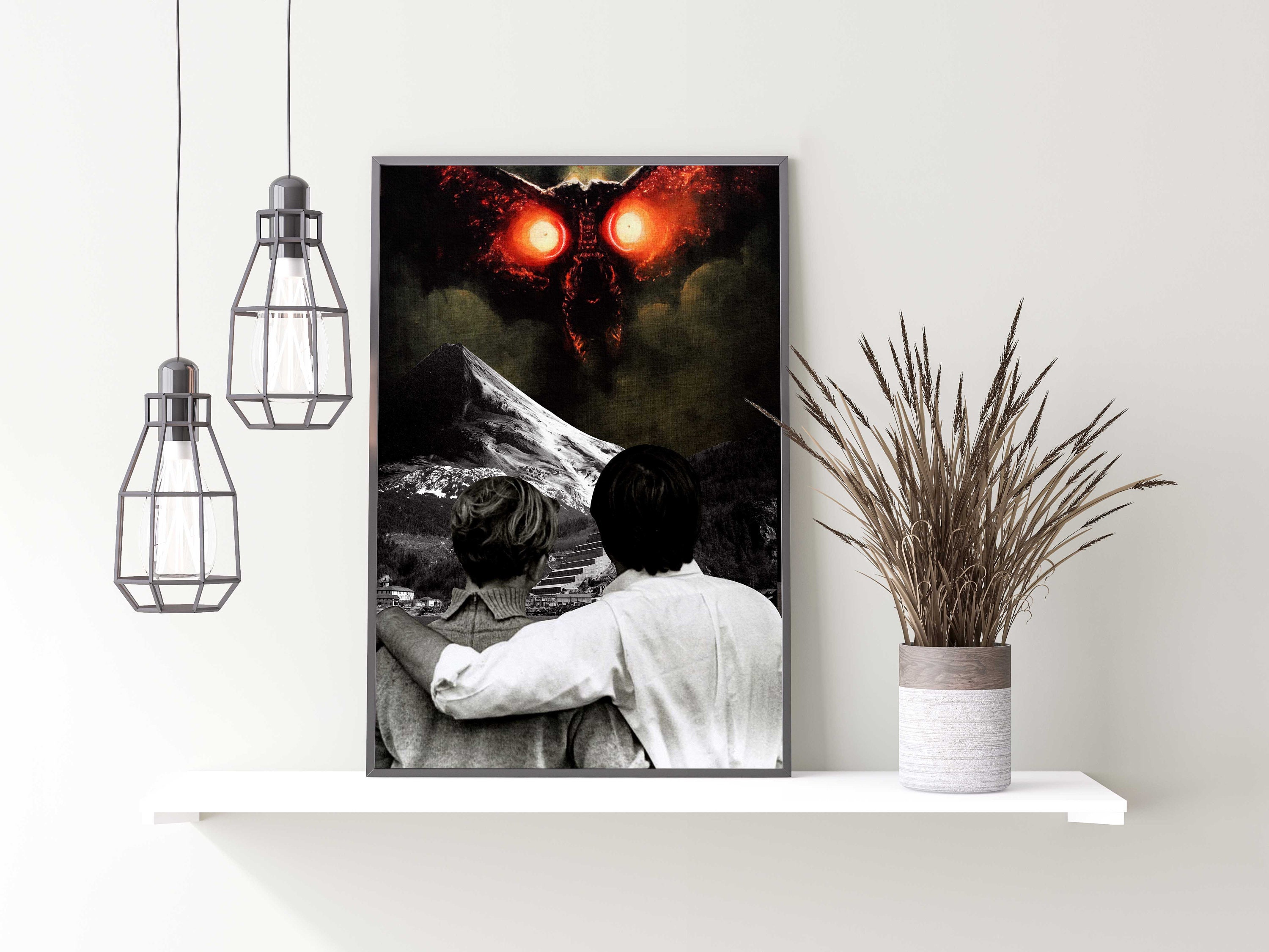 Mothman Artwork Cryptid Poster Collage Art Print Surreal Painting Print ...
