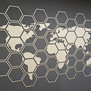 Hexagon World Map Wall Art - Etsy