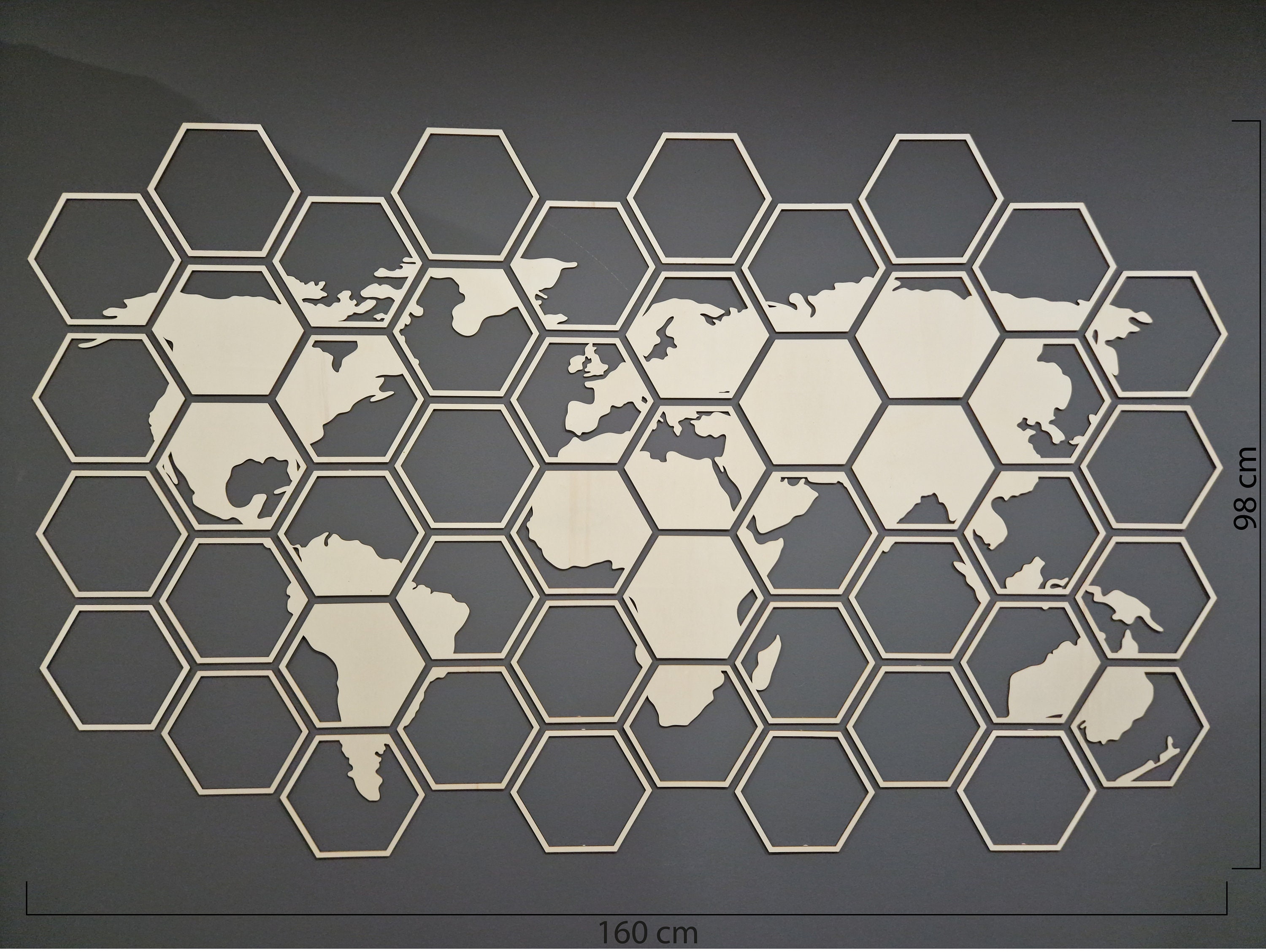 Hexagon World Map Wall Art - Etsy