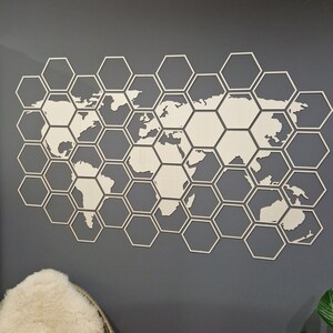 Hexagon World Map Wall Art - Etsy