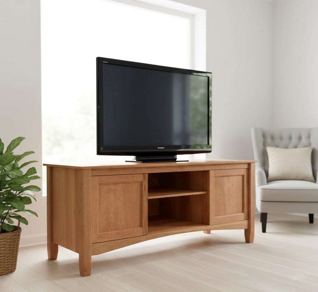 Shaker Media Console | Solid Hardwood TV Stand | Custom Cherry Oak ...