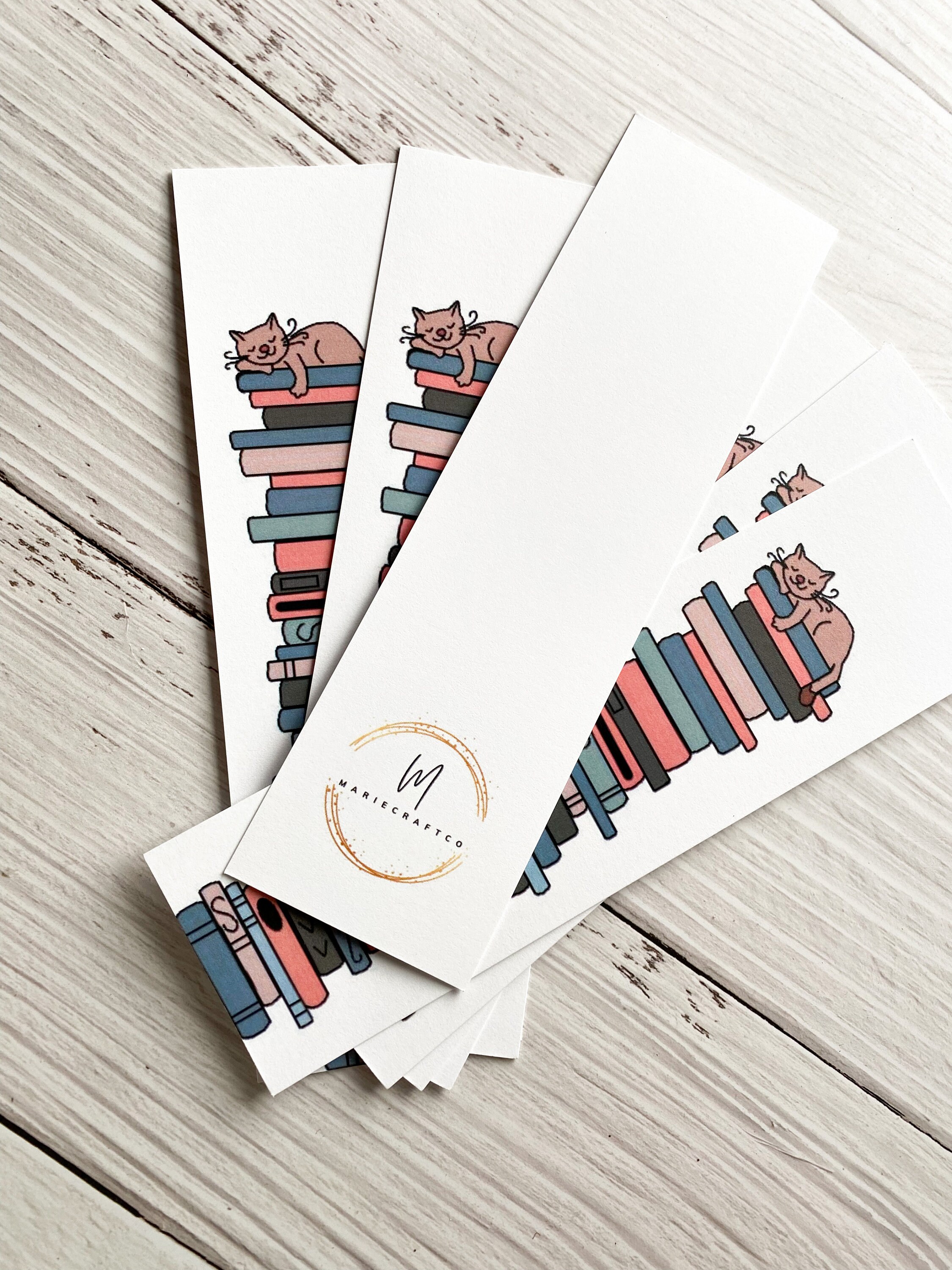 Cat on Bookstack | Bookmark | Cardstock | Book Lover Gift - Etsy
