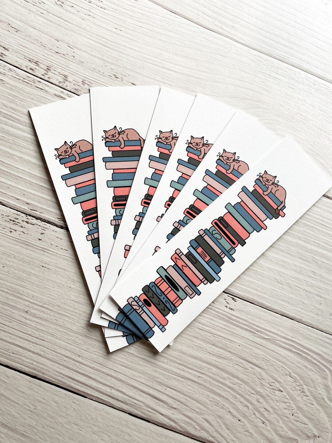 Cat on Bookstack | Bookmark | Cardstock | Book Lover Gift - Etsy