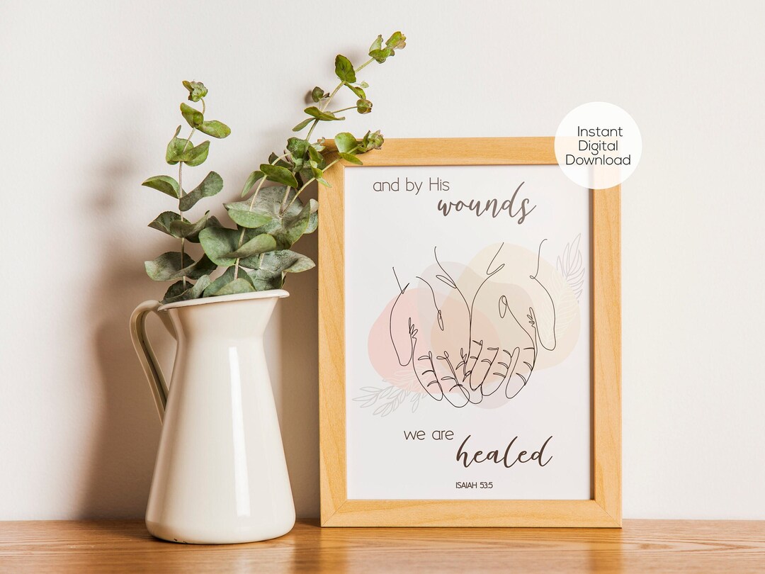 By His Wounds We Are Healed | Printable Christian Line Art | Minimal ...