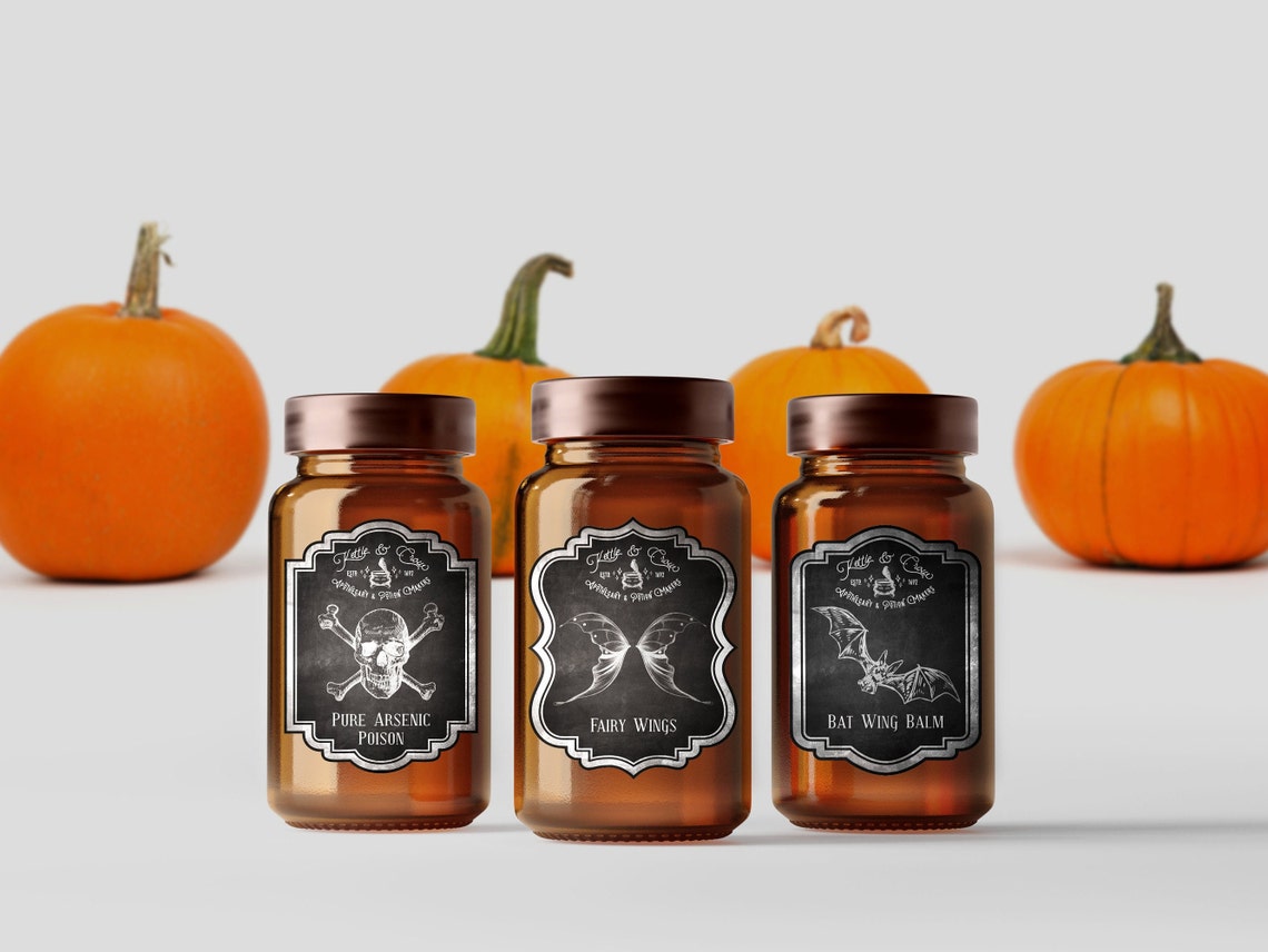 Printable Vintage Apothecary Halloween Potion Bottle Labels | Set of 24 ...