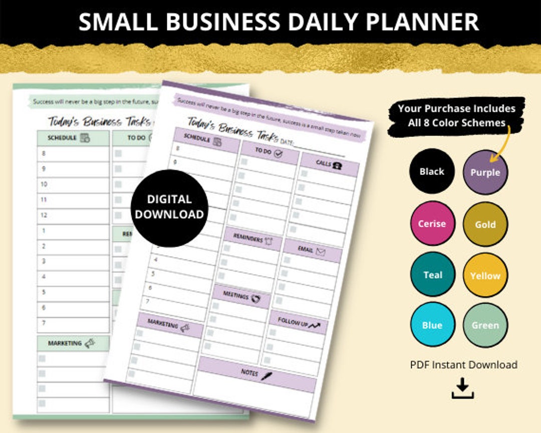 Small Business Daily Planner: Printable Day Planner for Entrepreneurs ...