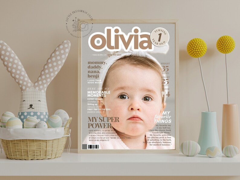 First Birthday Milestone Poster Printed and Framed, Personalized First ...