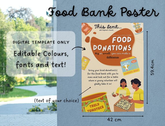 Food Bank Poster Editable Template DIGITAL FILE ONLY 42cm X | Etsy