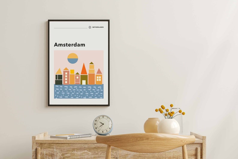 Amsterdam Poster Minimalist Travel Poster Bauhaus Poster - Etsy